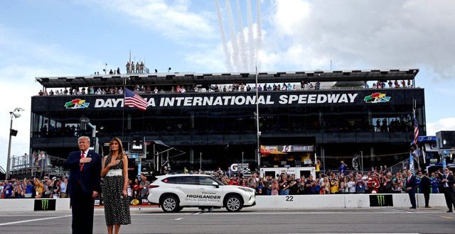 President Trump and the first lady, circumvented the NASCAR race track ...